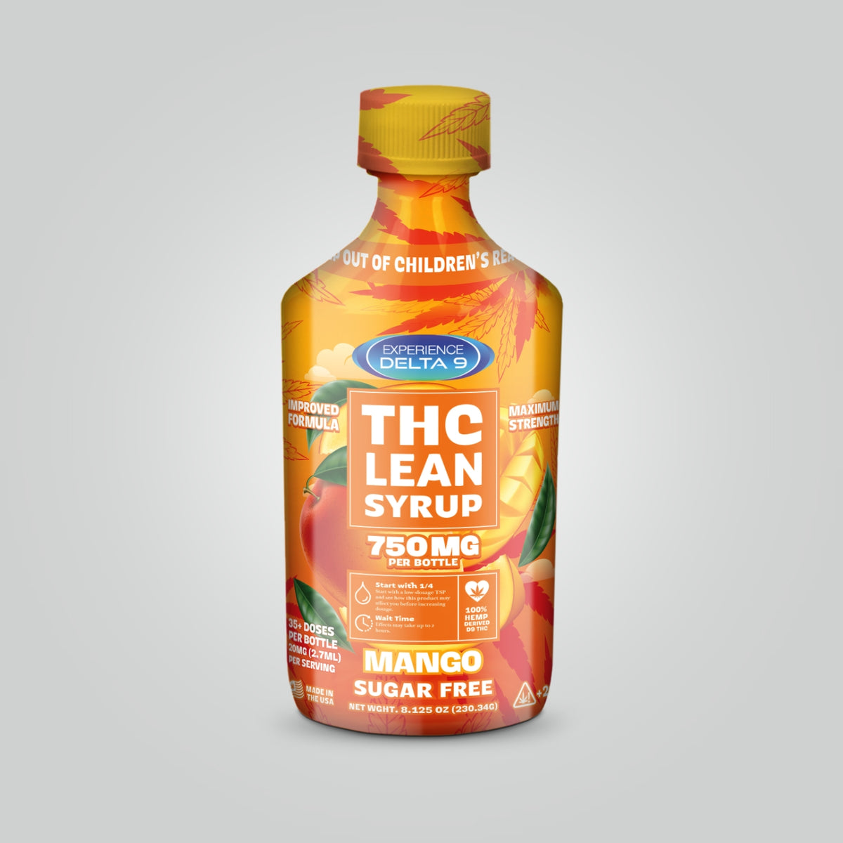 Delta 9 THC Mango Lean Syrup Sugar Free 750mg | THC Syrup – Experience CBD